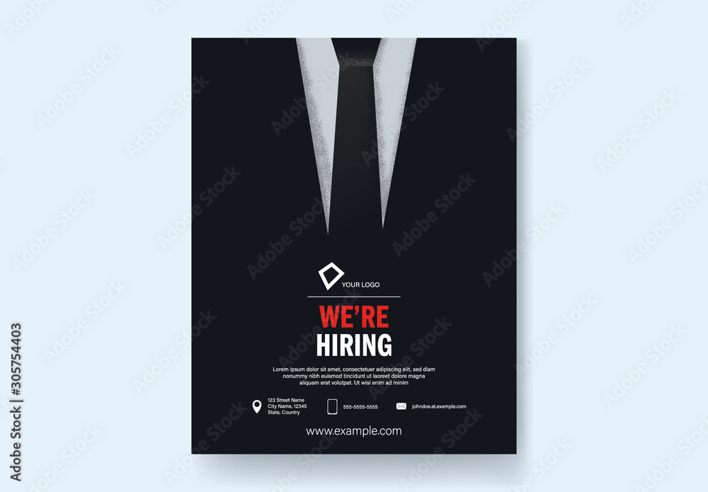 Hiring Call Flyer with Retro Suit Layout Stock Template | Adobe Stock