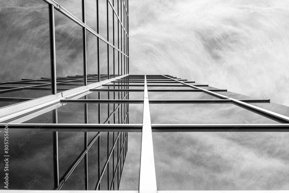 Glass building exterior design and detail. Abstract architectural ...