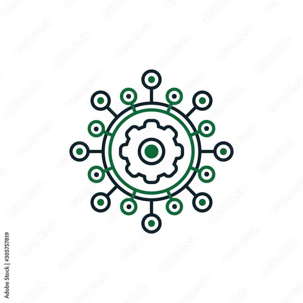 Project management icon design. Hub spokes and gear isolated on white ...