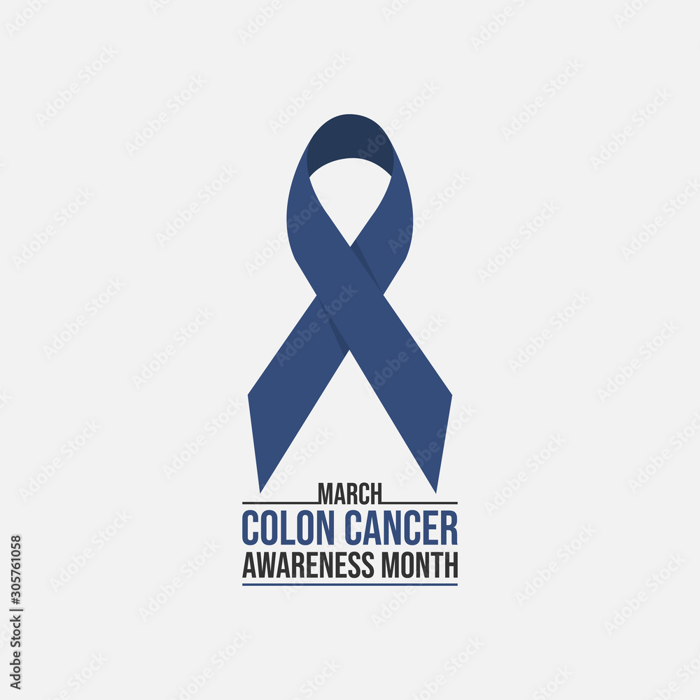 Blue ribbon colon cancer awareness month poster vector image Stock ...