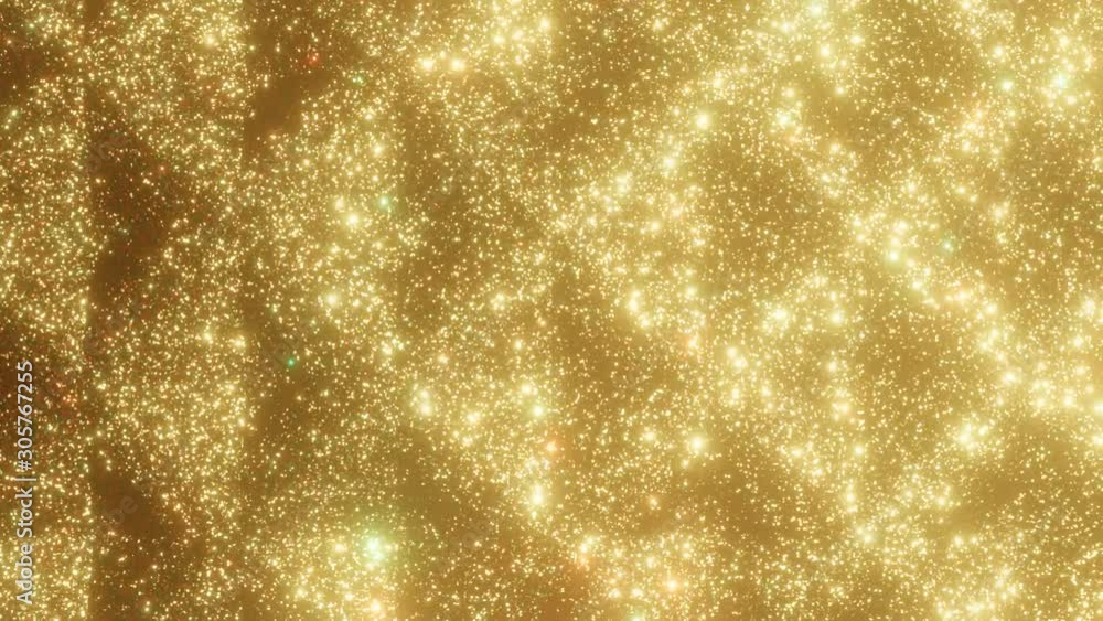 loop, pattern of twinkling waves of golden glitter moves slowly ...