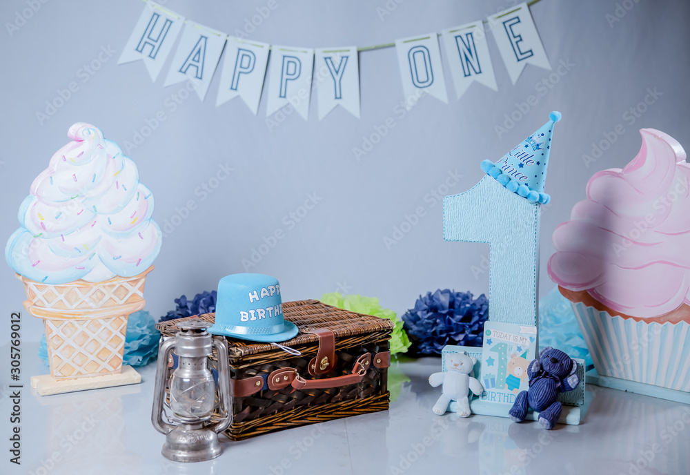Backdrops for celebration of 1 year baby, boy & girl, smash the cake ...