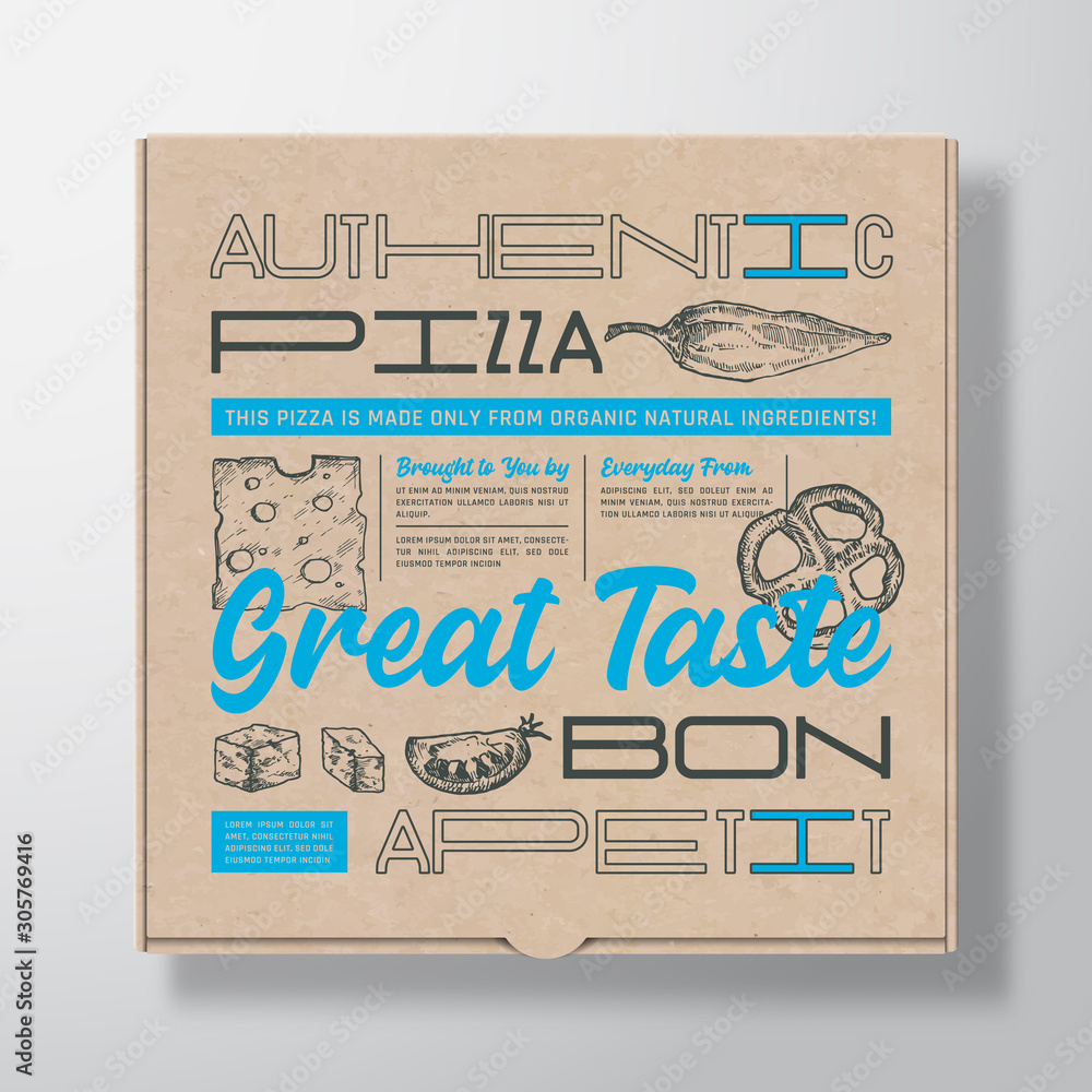 Pizza Realistic Cardboard Box Container. Abstract Vector Packaging ...