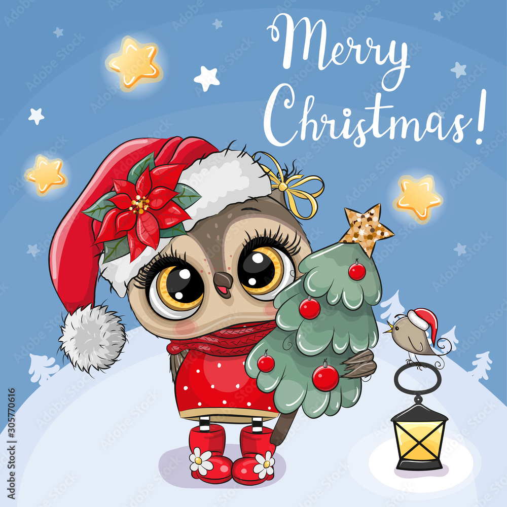 Christmas Tree Owl Clip Art