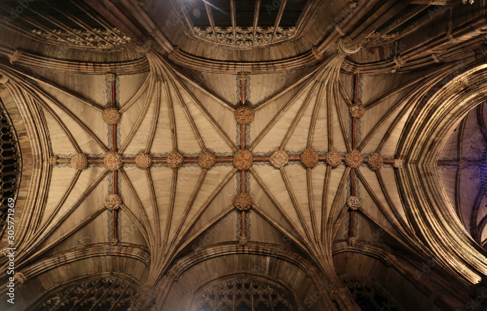 Lichfield cathedral, medieval vault ceiling Stock Photo | Adobe Stock