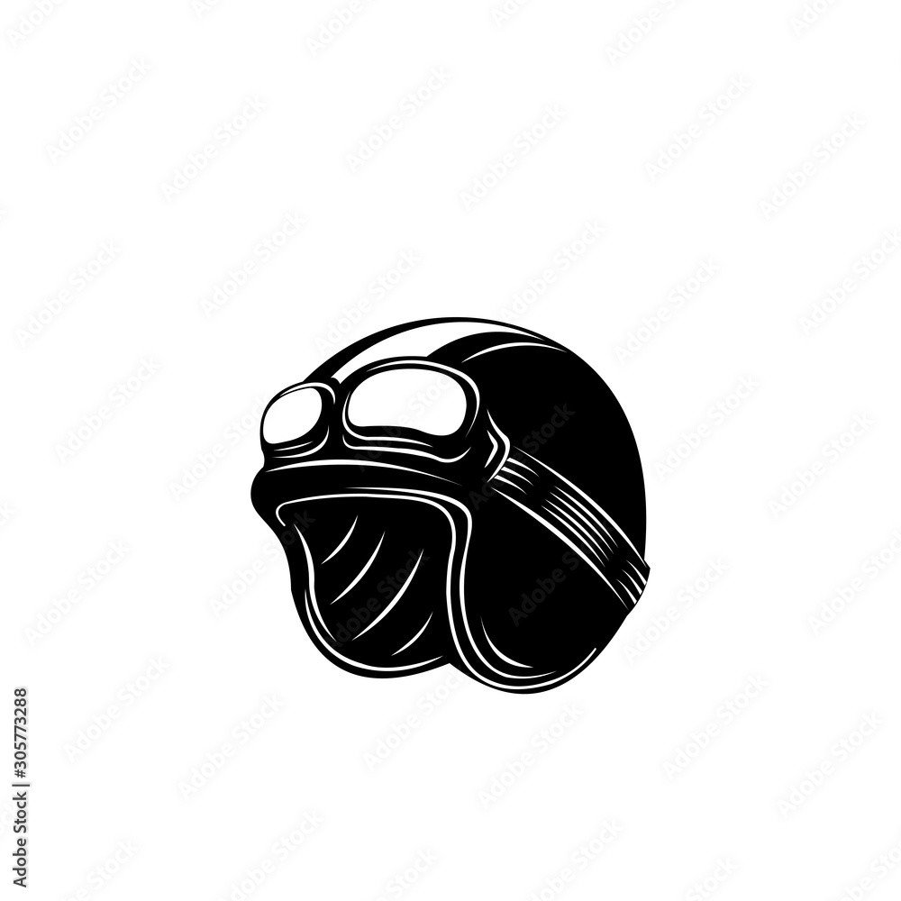 Racer helmet. Design element for poster, emblem, sign, logo, label ...