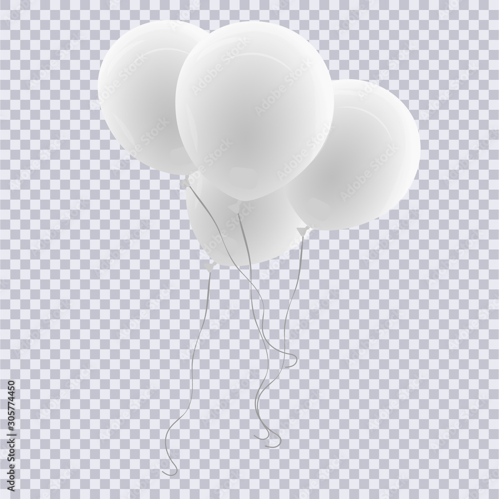 Realistic white balloon isolated on transparent background. Vector ...