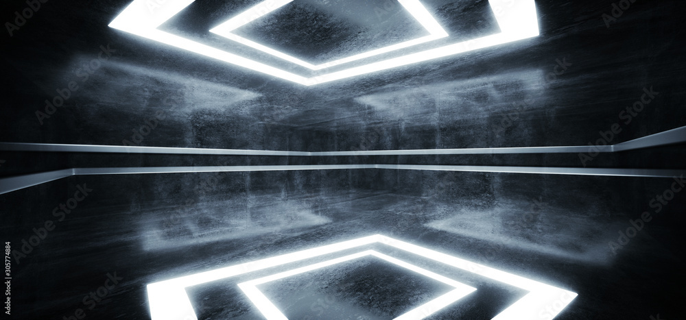 Smoke Fog Mist Empty Grunge Concrete Modern Room Ceiling White Led ...