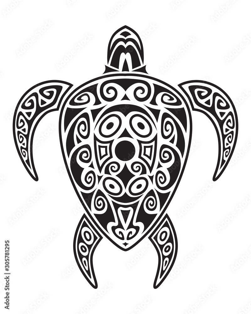 Sea turtle in the Maori style. Tattoo sketch Stock Vector | Adobe Stock