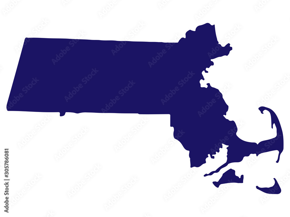 Map silhouette of the U.S. state of Massachusetts Vector Stock Vector ...