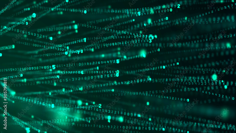 Data technology background. Big data visualization. Flow of data ...