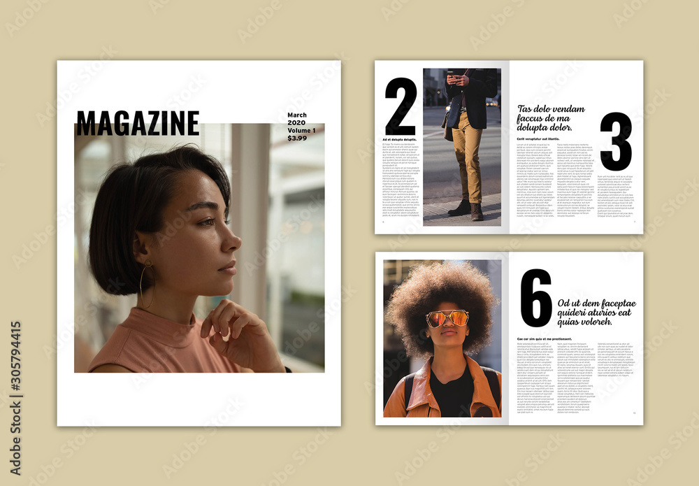 Black and White Magazine Layout Stock Template | Adobe Stock