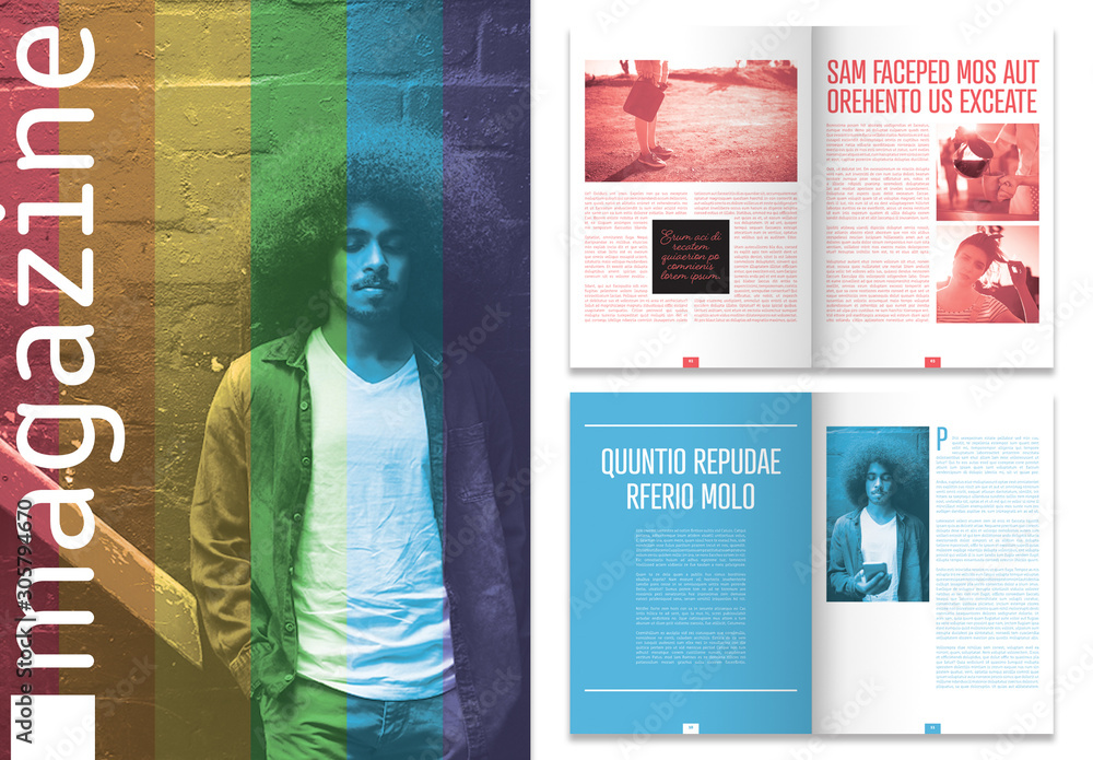 Rainbow Magazine Layout Stock Template | Adobe Stock