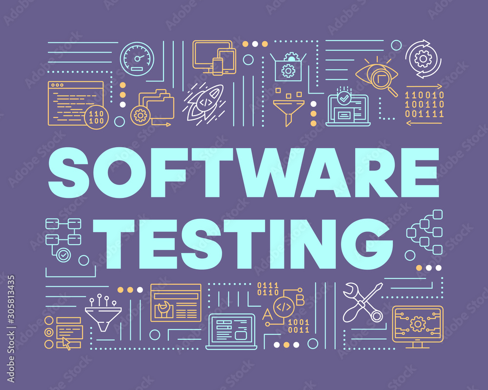 Software Testing Violet Word Concepts Banner Examine Computer System Detect Problems