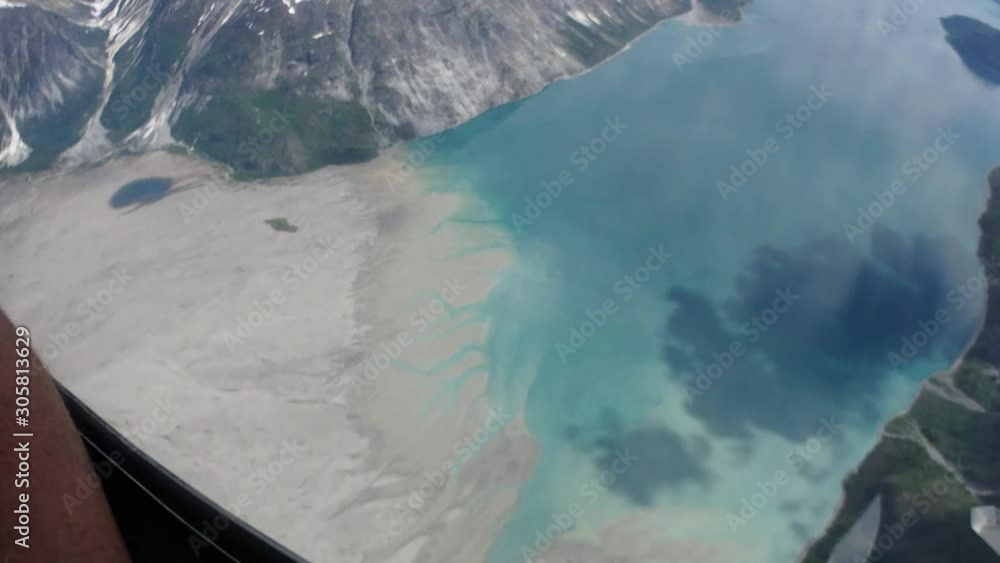 Glacier flight to survey effects of climate change on glaciers Stock ...