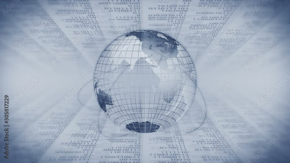 Planet earth with background of binary digits. Binary numbers around ...