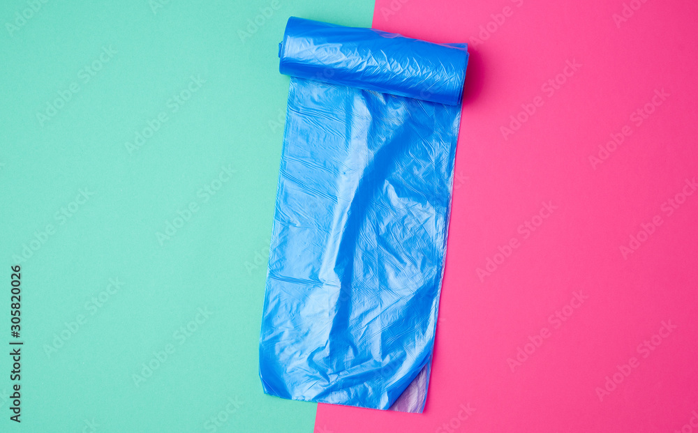 detailed blue plastic bag for collecting garbage Stock Photo | Adobe Stock
