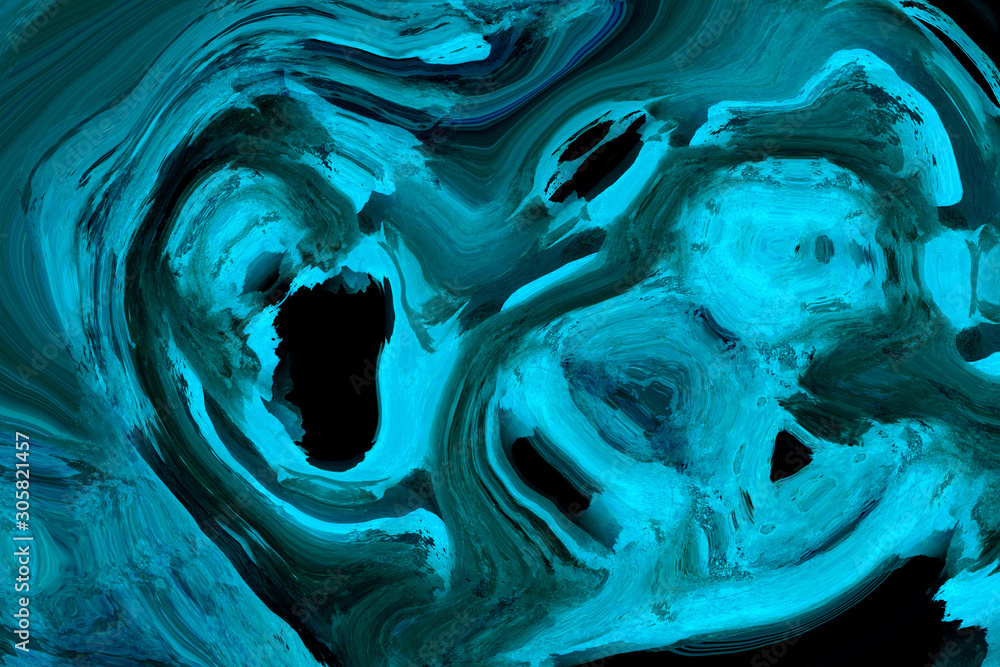 Vivid neon blue abstract liquid paint textured background with ...