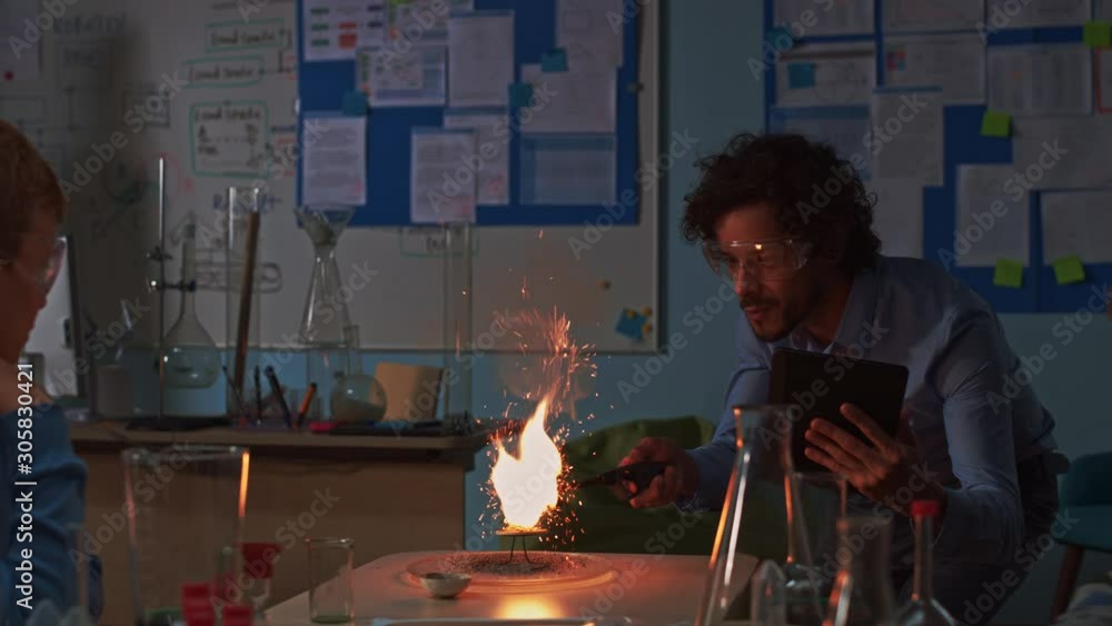 School Chemistry Classroom: Engrossed Children Watch How Enthusiastic ...