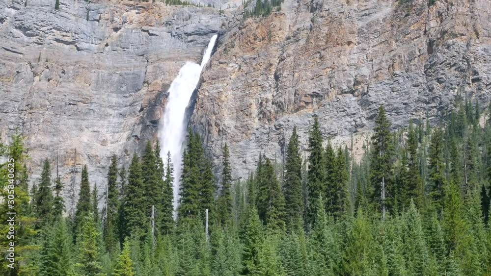 Wide angle Landscape natural view of Takakkaw Falls -Tallest giant ...