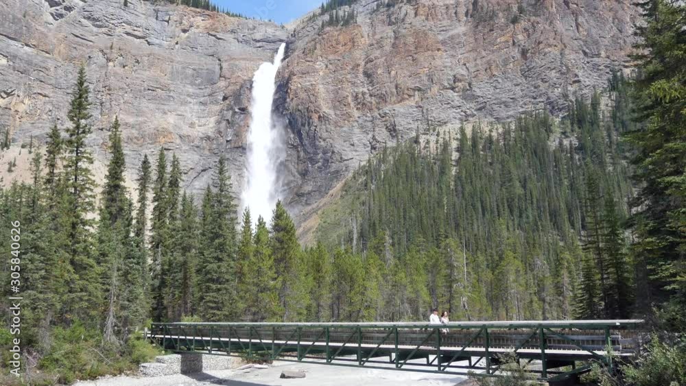 Wide angle Landscape natural view of Takakkaw Falls -Tallest giant ...