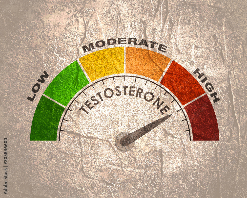 Hormone testosterone level measuring scale. Health care concept ...