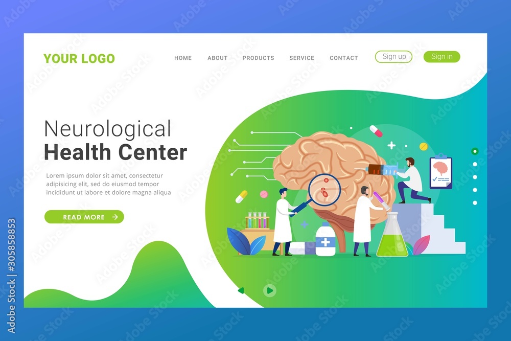 Neurological health center landing page template for brain treatment ...