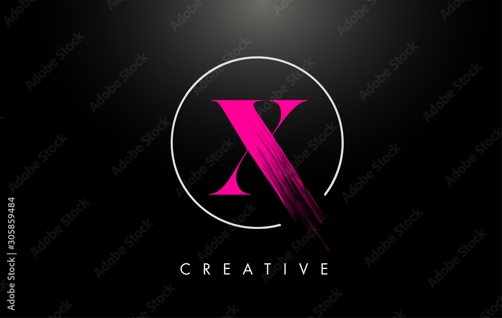 Pink X Brush Stroke Letter Logo Design. Pink Paint Logo Leters Icon ...