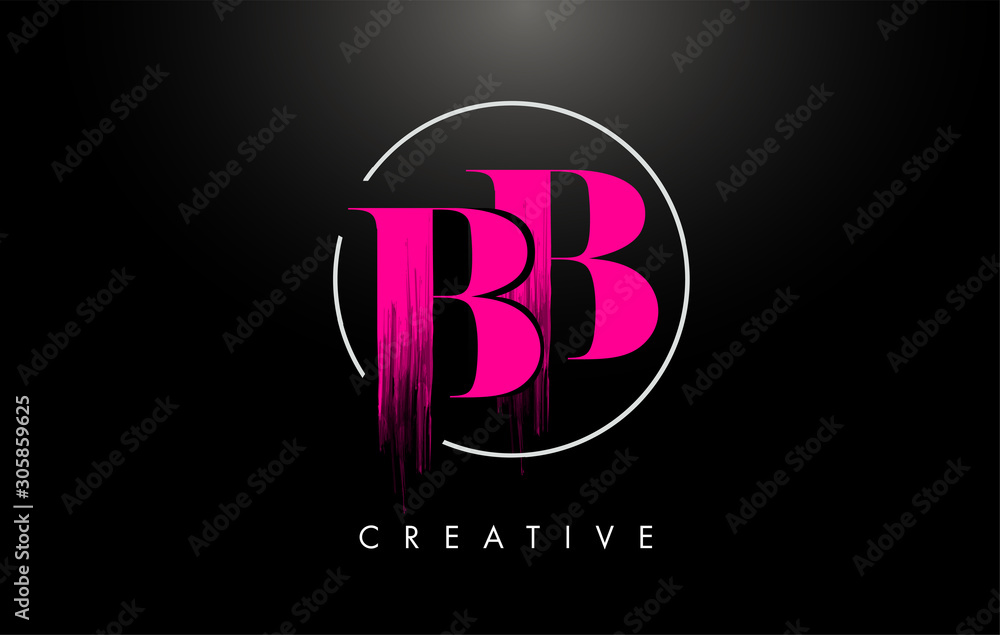 Pink BB Brush Stroke Letter Logo Design. Pink Paint Logo Leters Icon ...