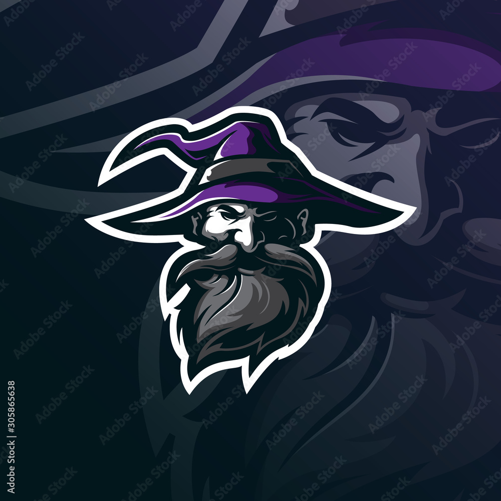 wizard mascot logo design vector with modern illustration concept style ...