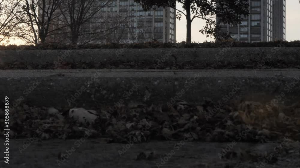 Slow motion vertical and horizontal pan starting at a low vantage point ...