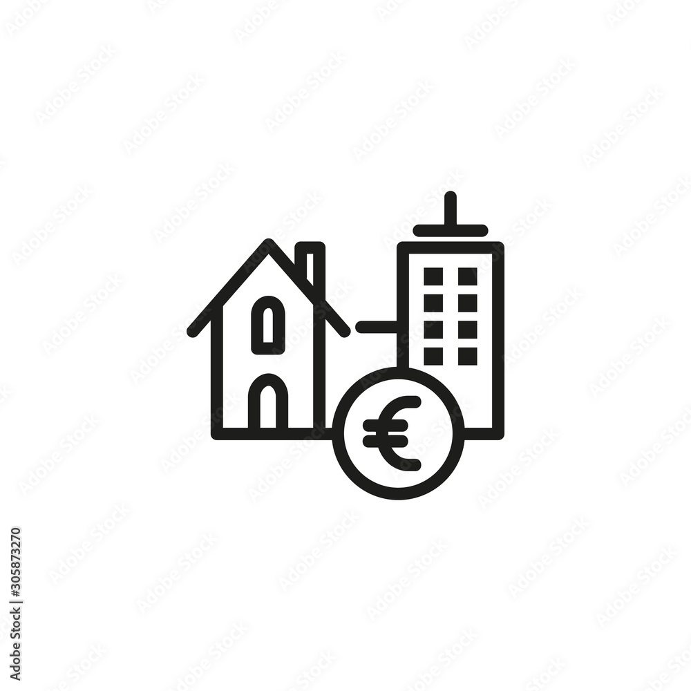 Gentrification thin line icon. Real estate, moving, housing isolated ...