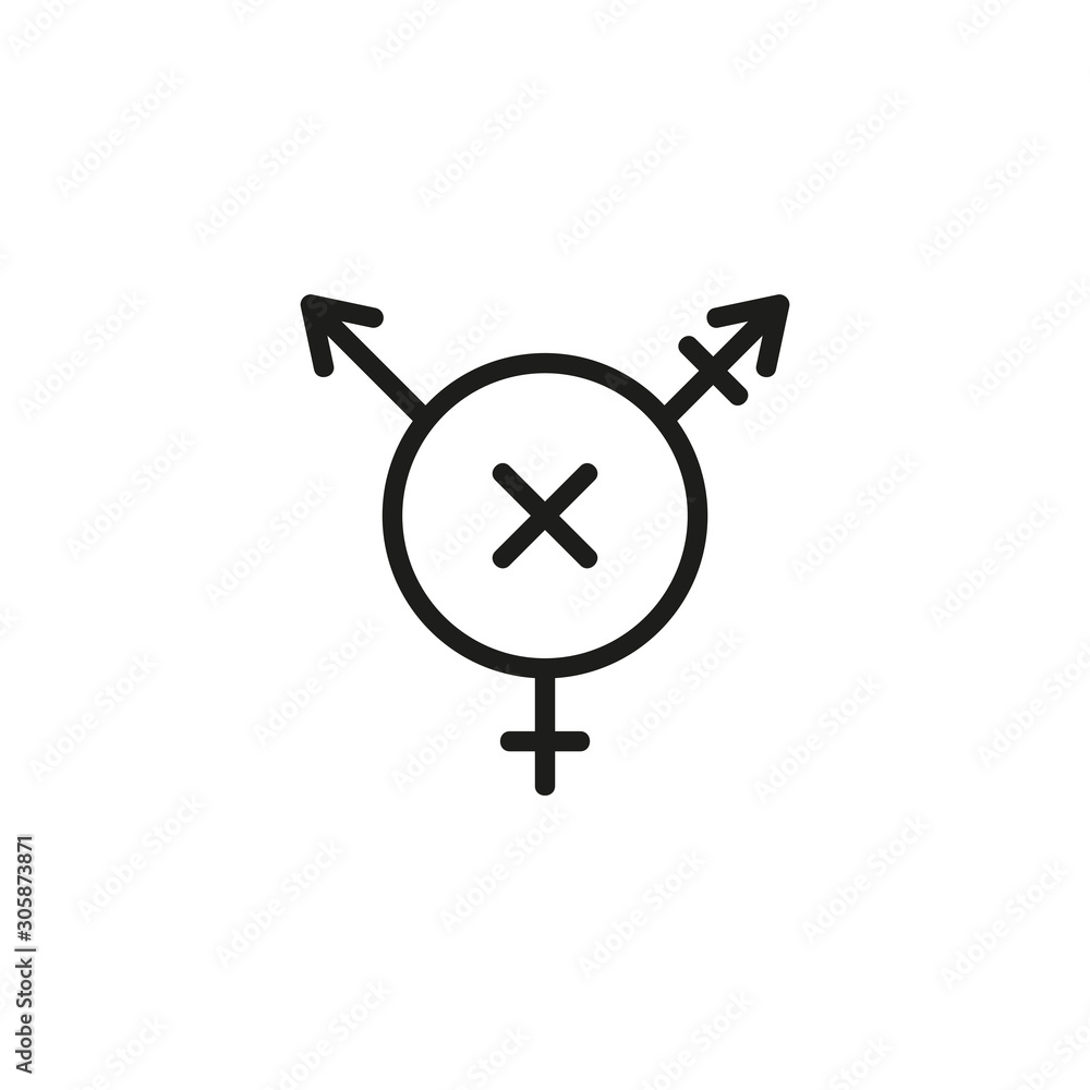 Transphobia thin line icon. Transgender, transsexual symbol ...