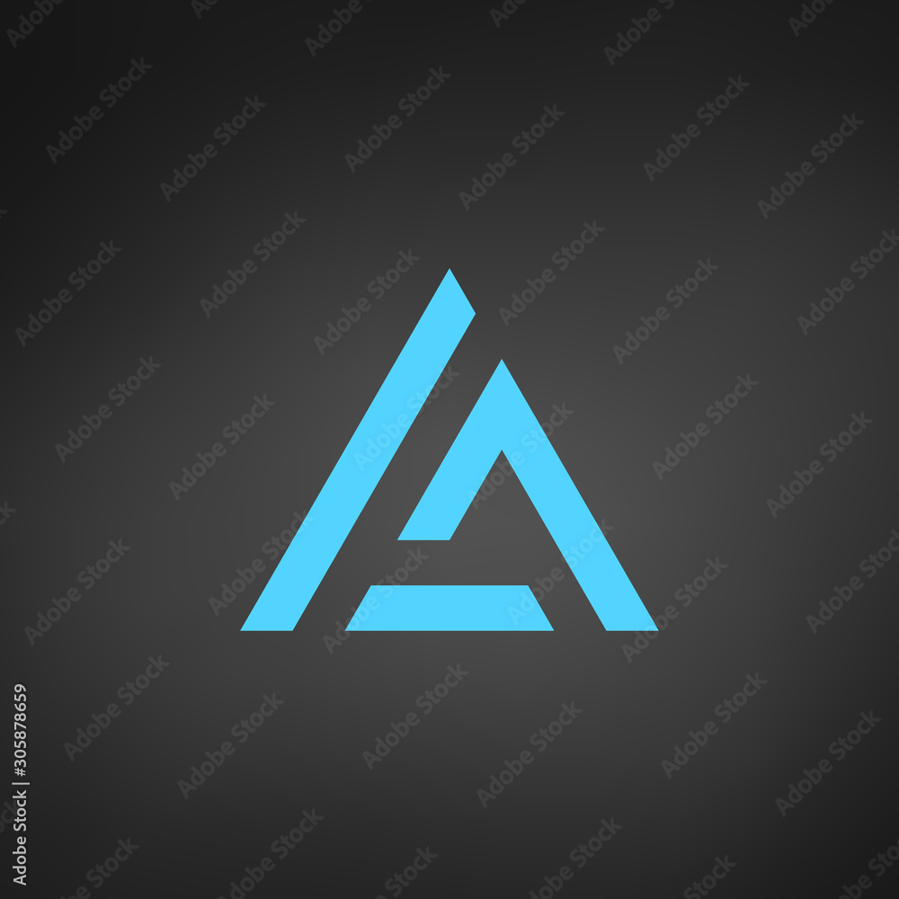 Abstract blue triangle shape with letter letter A. Stock Vector ...