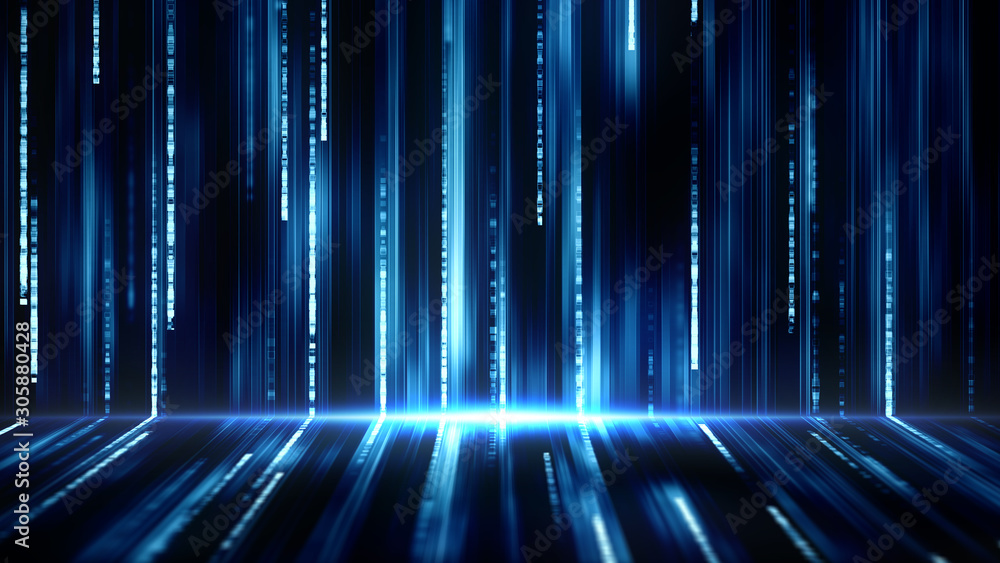 Abstract background of a virtual space with binary code. Matrix style ...