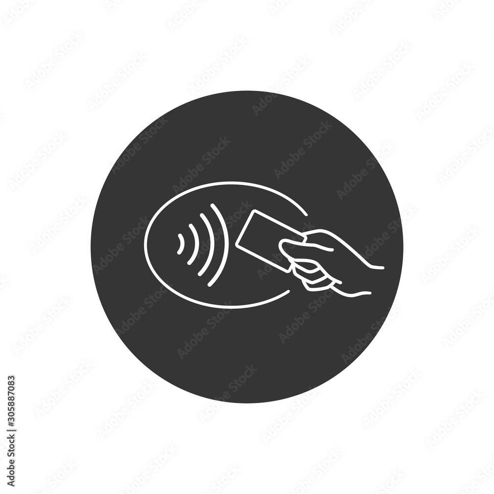 Contactless payment, credit card and hand tap pay wave logo. Vector ...