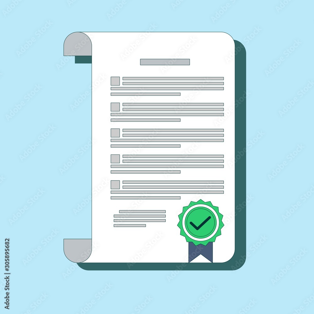 Contract vector icon in a flat style isolated on a colored background ...