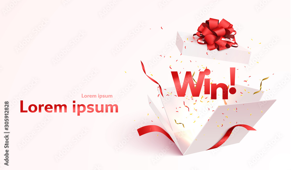 Open gift box with confetti burst explosion isolated. 3d vector ...
