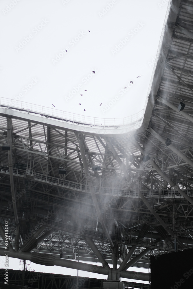 Sports Stadium. birds take off over a sports stadium Stock Photo ...