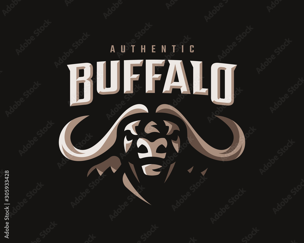 Buffalo modern mascot logo. Bull emblem design editable for your ...