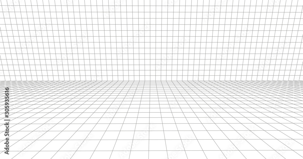 Perspective grid line. Detailed lines on white background, Vector 3D ...