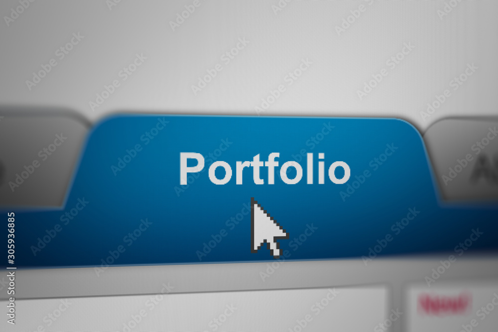 Mouse Cursor Choosing "Portfolio" Tab Category For Web/Blog Stock ...