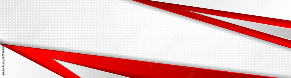 Abstract red and grey tech geometric banner design. Vector web header ...