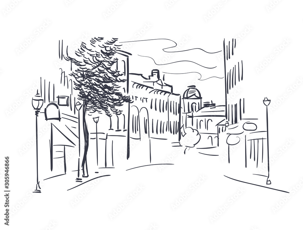 Portland Maine usa America vector sketch city illustration line art ...