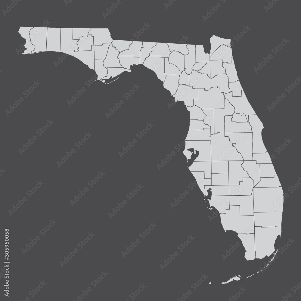 Florida counties map Stock Vector | Adobe Stock