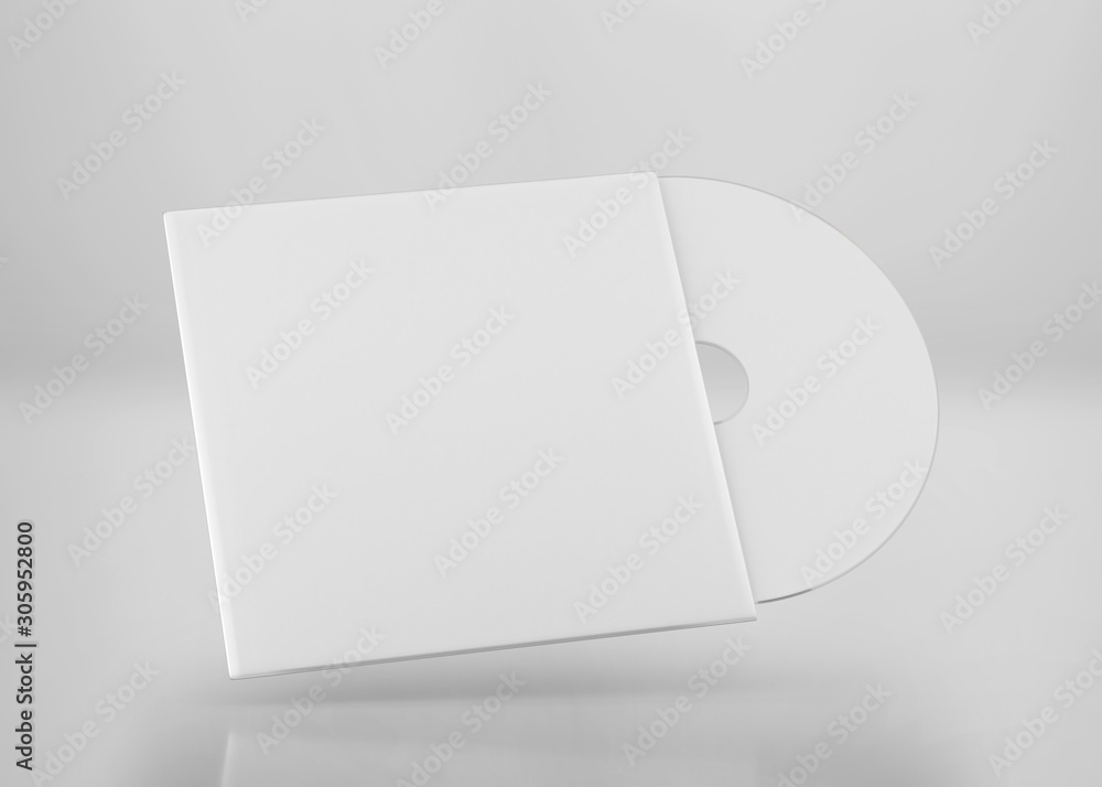 White CD-DVD Compact Disk Mockup, 3d Rendered on Light Gray Background ...
