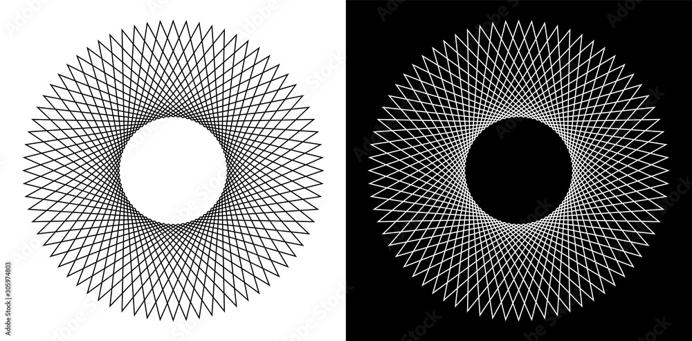 Geometric Round Spiral Line Art Isolated Vector Illustration Stock ...