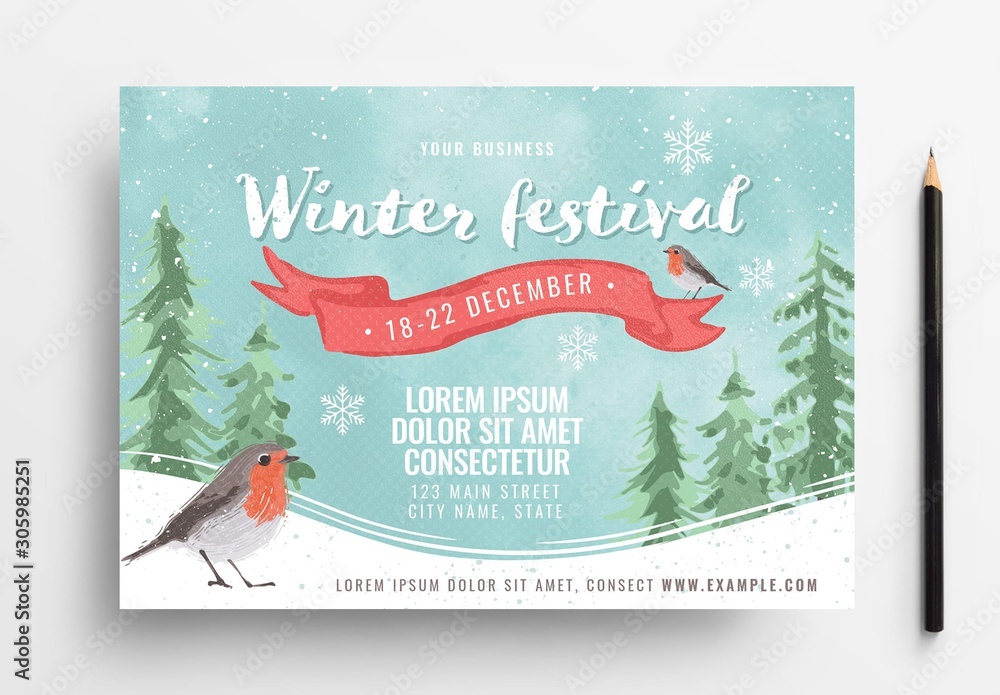 Winter Flyer Layout Stock Template | Adobe Stock