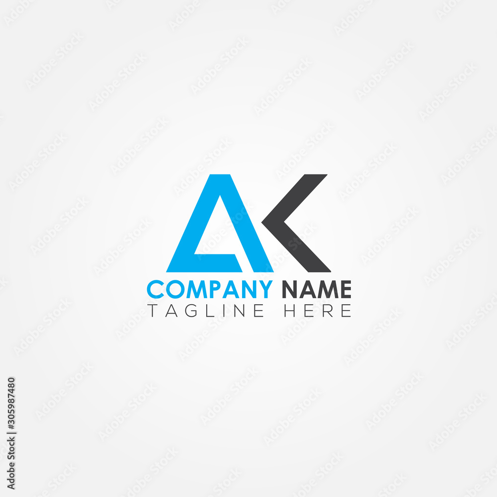 Initial letter AK simple logo Vector template. Simple AK Letter logo ...