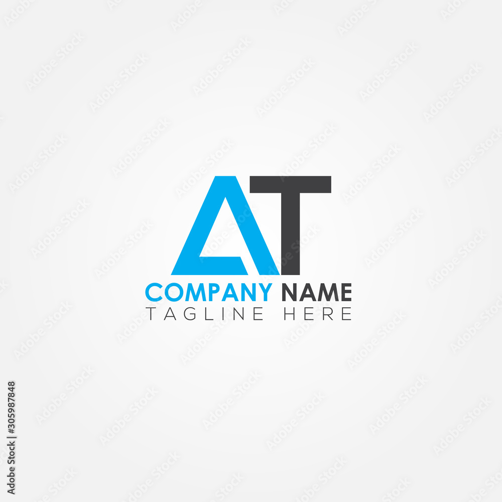 Initial letter AT simple logo Vector template. Simple AT Letter logo ...